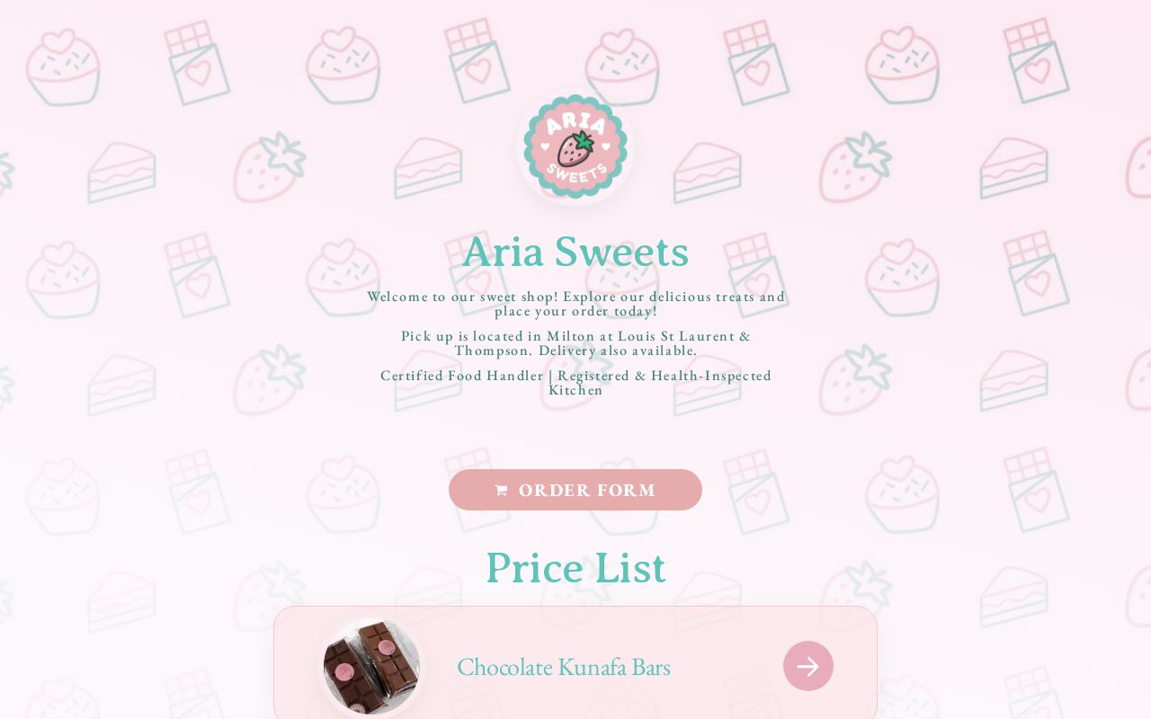 Welcome to Aria Sweets!